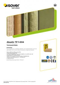 Akustic TP 1-035 - Trennwandplatte Glaswolle | ISOVER